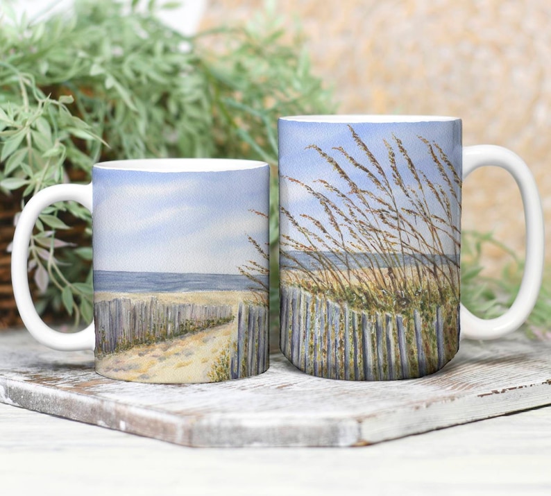 Dune Fence Beach Mug Beach Coffee Mugs Beach Art Kitchen - Etsy
