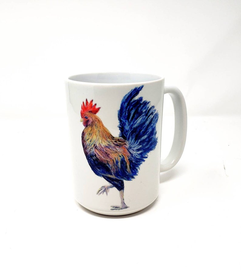 Rooster Mug Rooster Art Large coffee mug Rooster Art | Etsy
