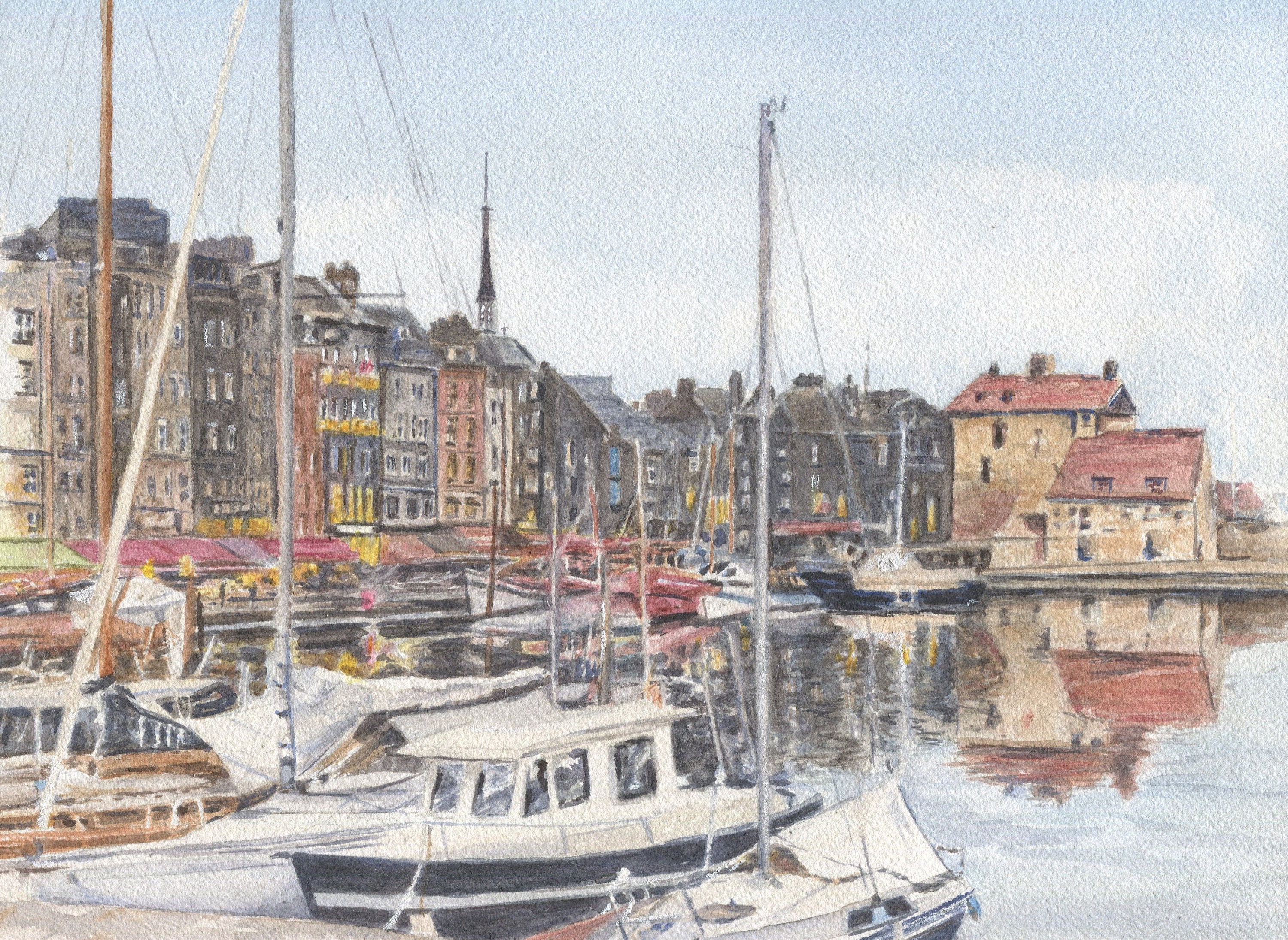 Honfleur France Honfleur Harbor Watercolor Painting Print or - Etsy