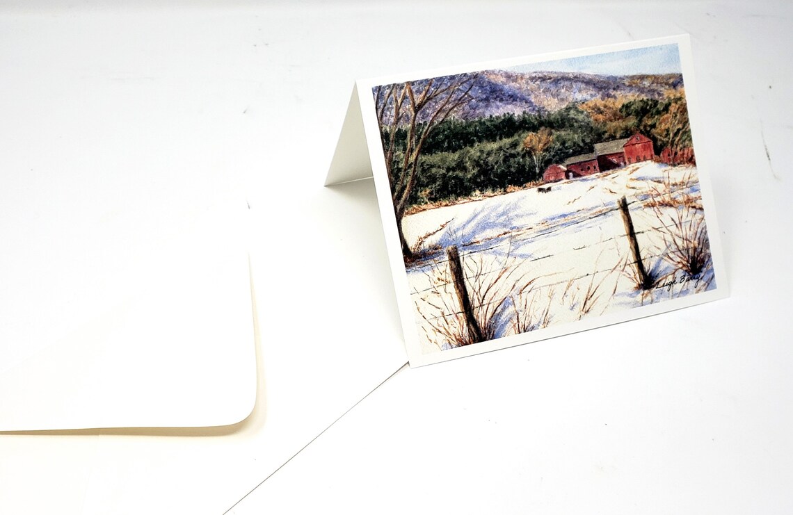 Vermont Farm Barn Notecards New England Winter Snow Scene Thank You ...