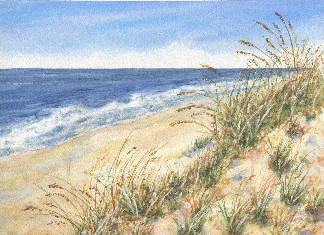 Looking South, Beach Watercolor, Original Watercolor Painting, Beach ...