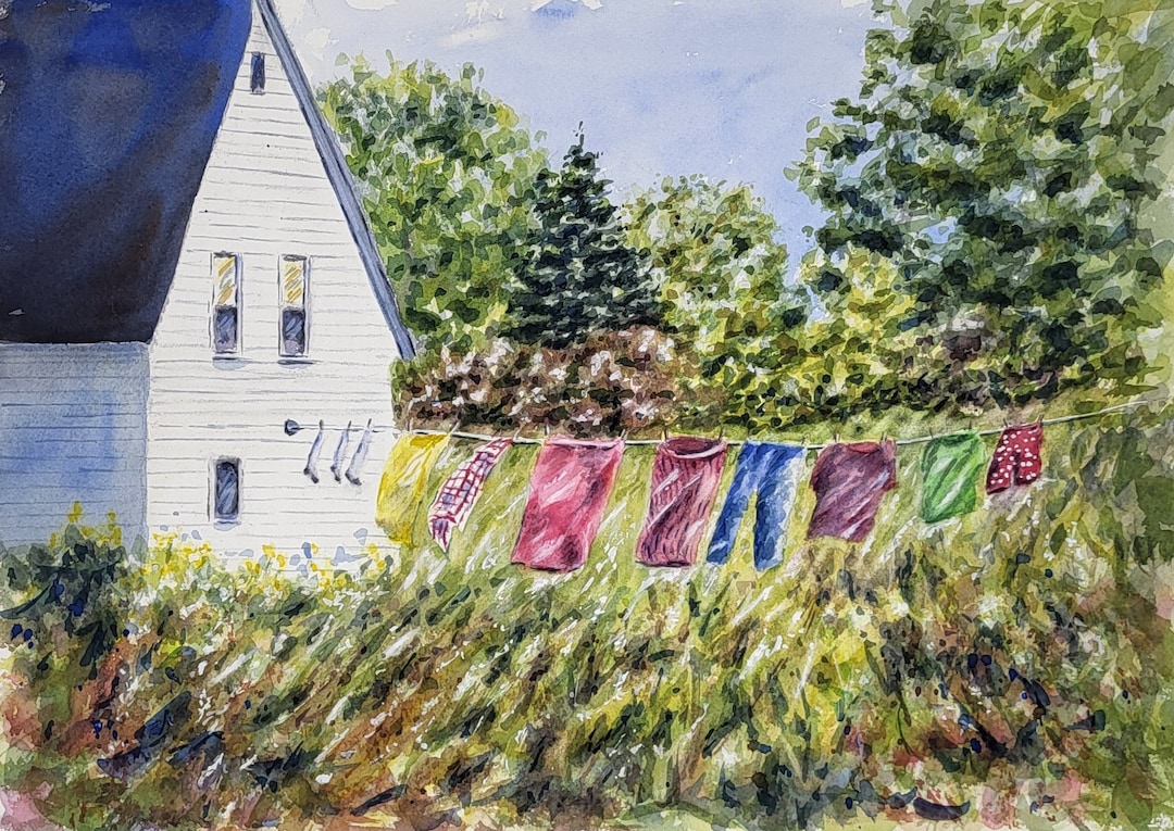 Clothesline Watercolor Painting Prints or Original Painting ...