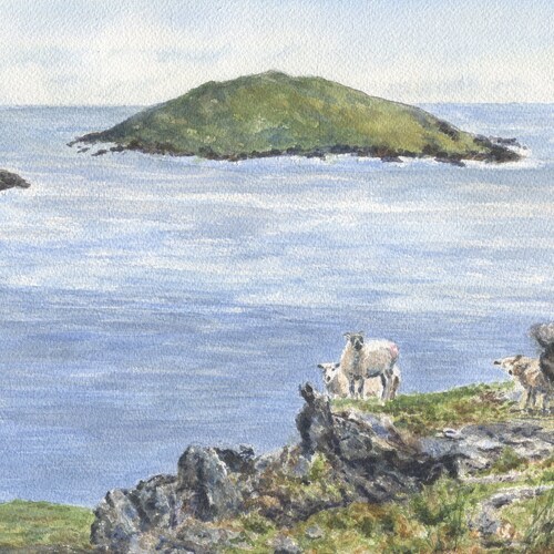 Irish Sheep Watercolor / Ireland Landscape/ Painting/ Farm - Etsy