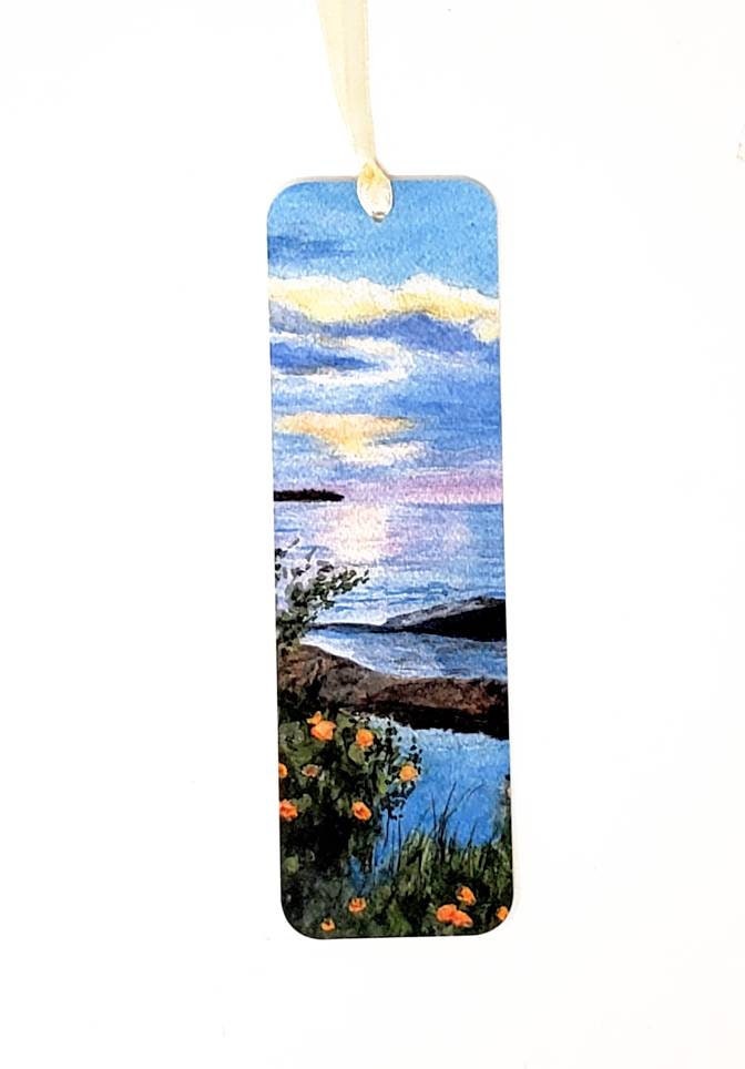 Summer Sunset Bookmark: Watercolor Landscape Sunset | Etsy