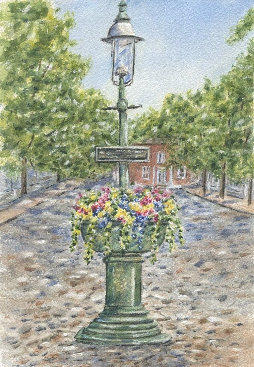 Nantucket Main Street Fountain Watercolor Prints, Nantucket Art Print ...