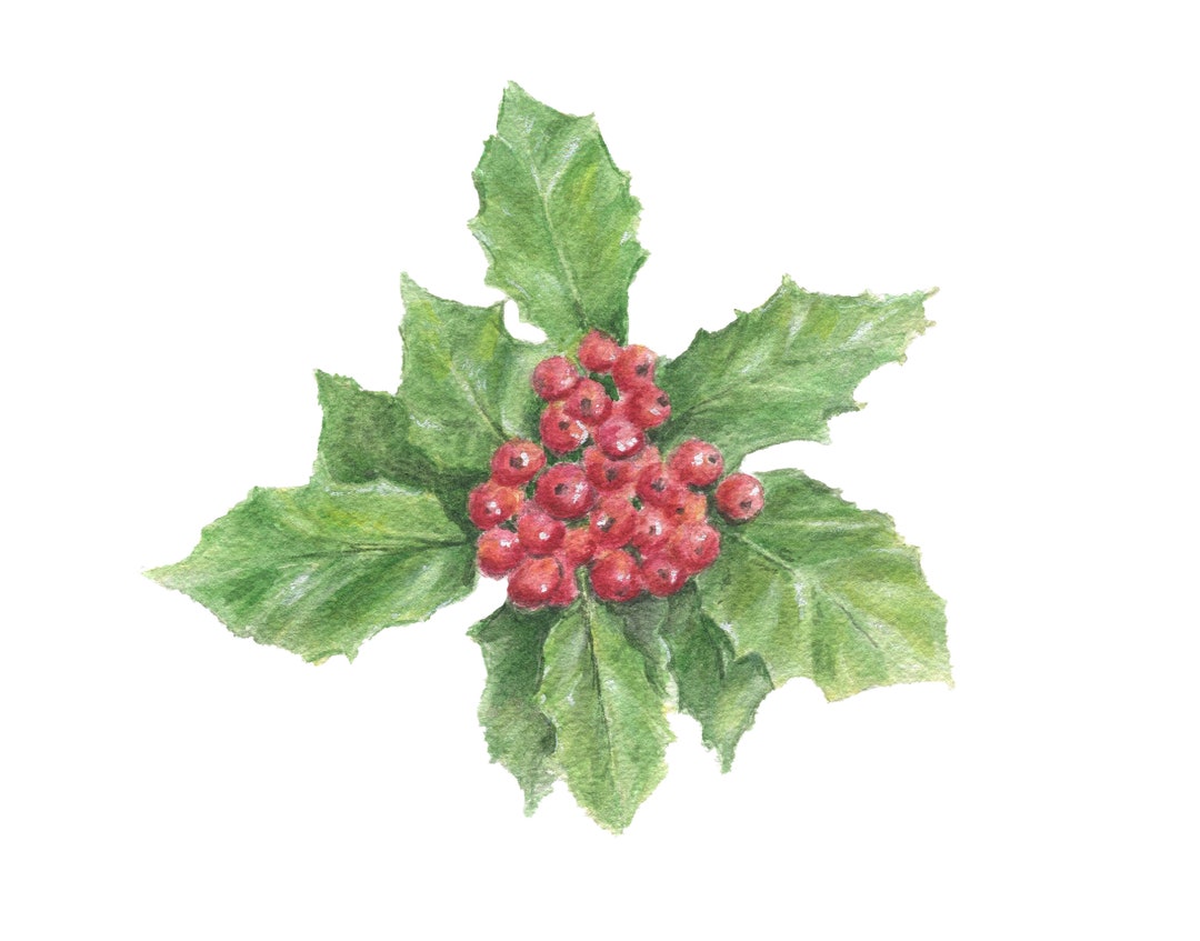 Holly Christmas Painting: Holly Art, Framed Christmas Art, Christmas ...