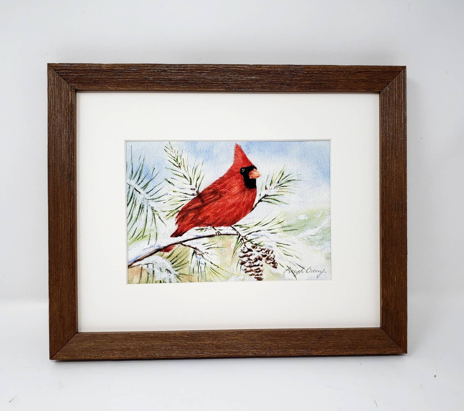 Red Cardinal Watercolor Painting Red Cardinal Print Framed Art | Etsy