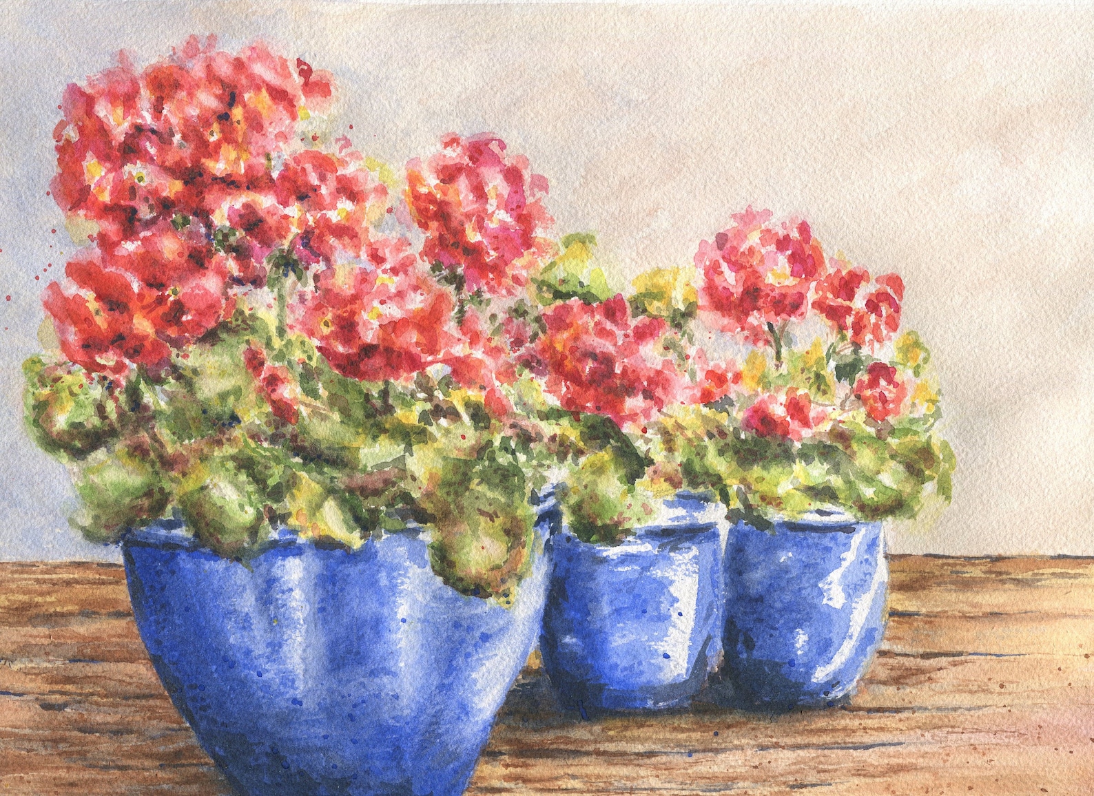 Red Geraniums Watercolor Print or Original Painting, Geraniums Art ...