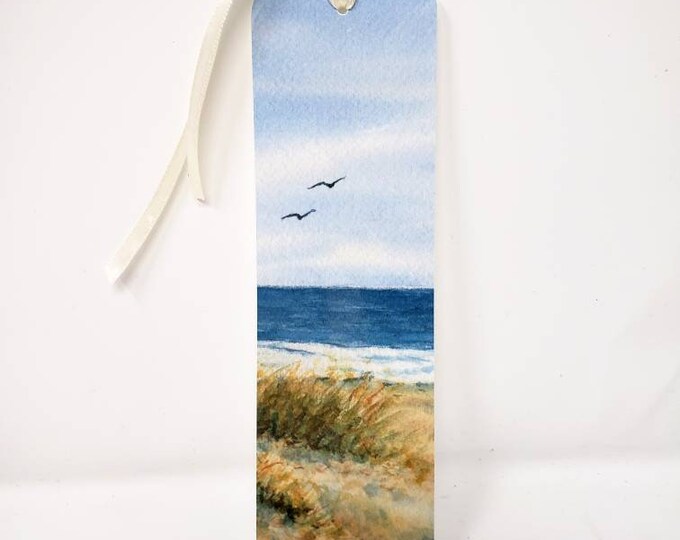 Beach Bookmark Beach Watercolor Bookmarker Ocean Art Bookmark - Etsy