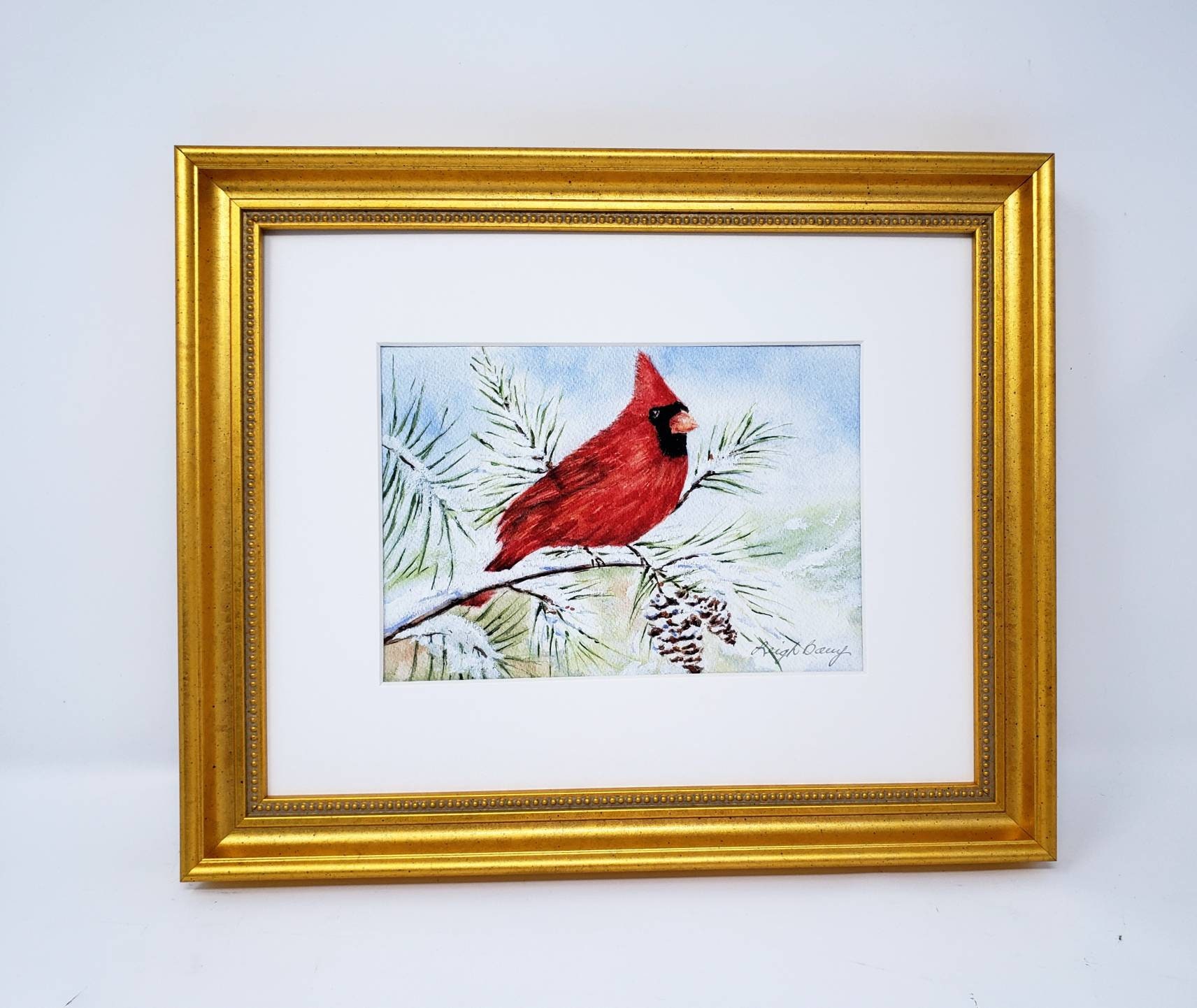 Red Cardinal Watercolor Painting Red Cardinal Print Framed Art Print ...