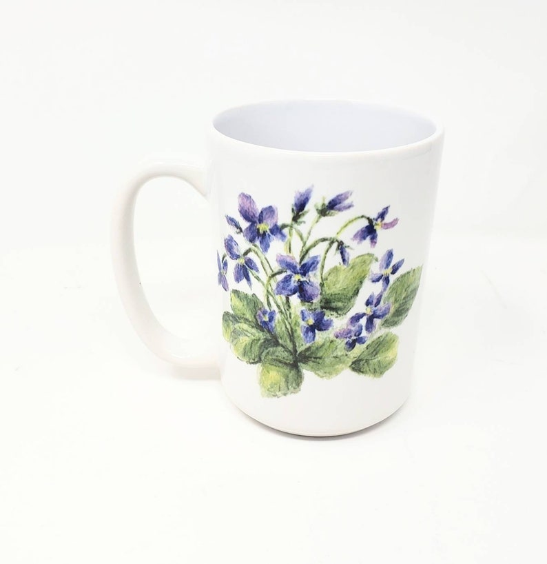Violets Mug, Violets Watercolor Coffee Mug, Violets Art, Violet Floral ...