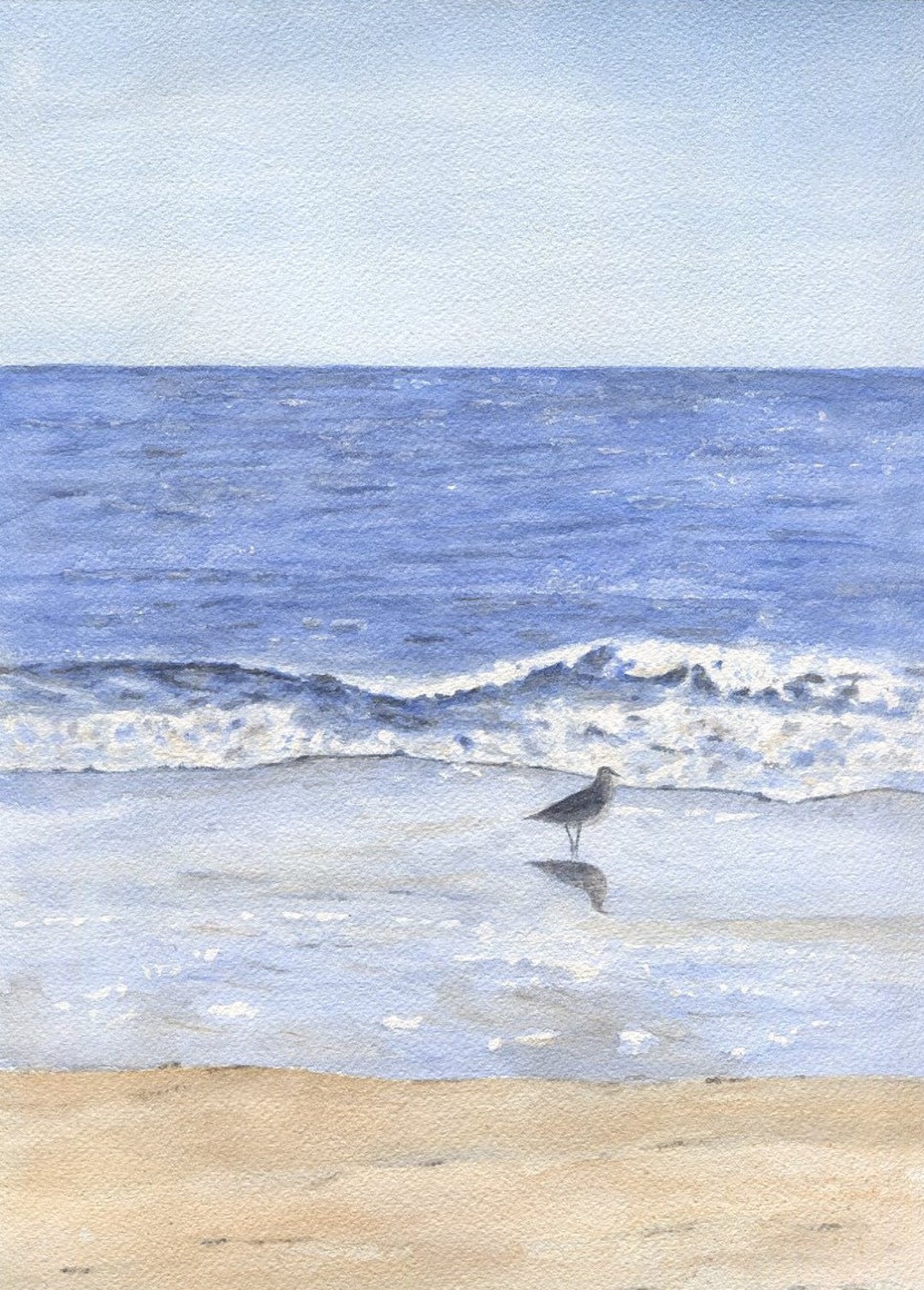 Wading, Seagull on Beach Watercolor Painting Prints or Original ...