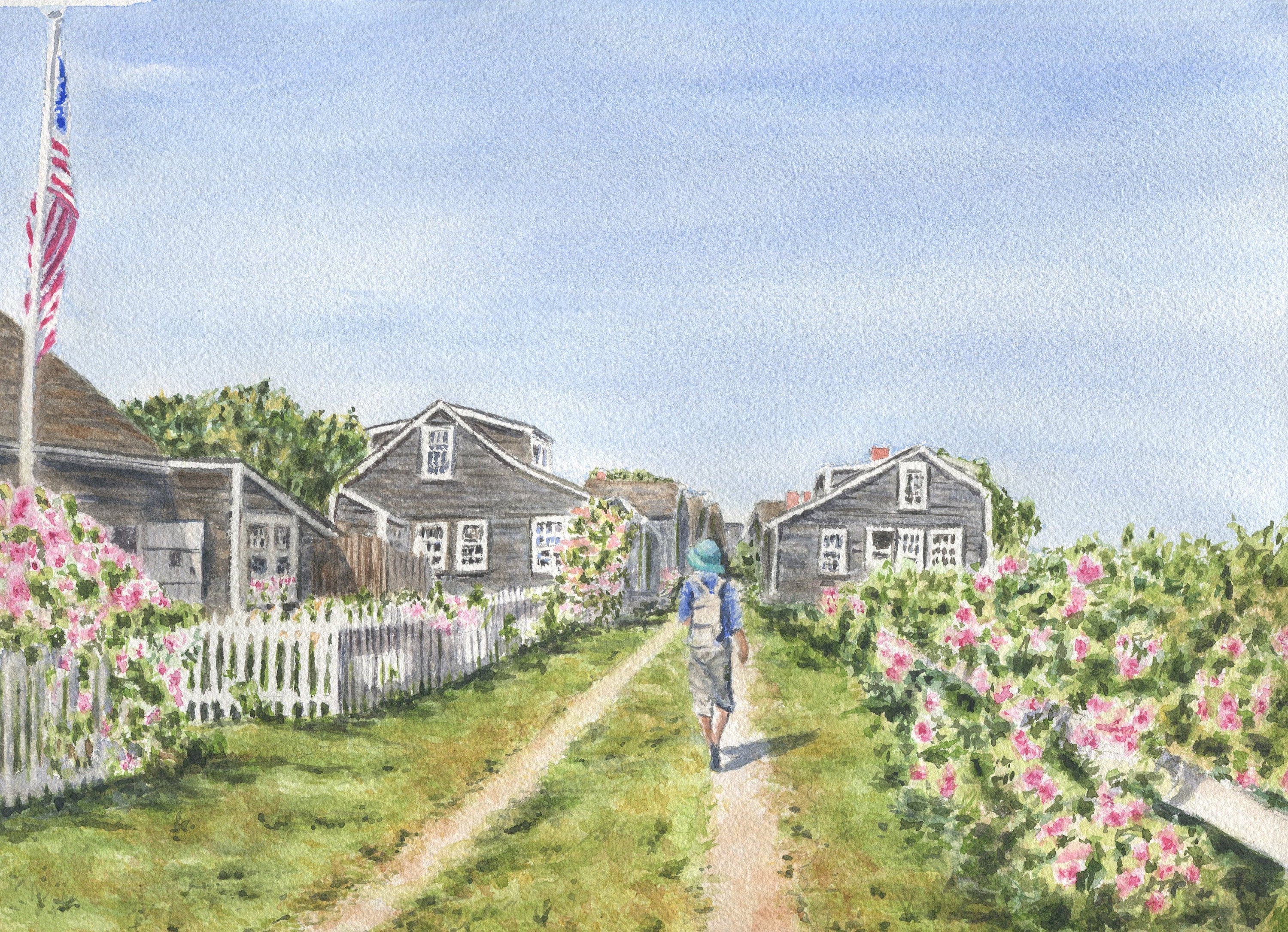 Sconset Bluff Walk: Nantucket Watercolor Print Cape Cod Art 'sconset ...
