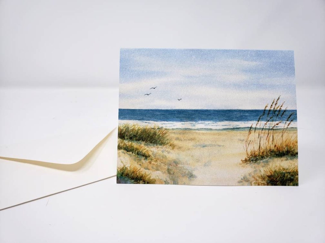 Beach Notecards Watercolor Beach Note Cards Blank Greeting Cards Blank ...