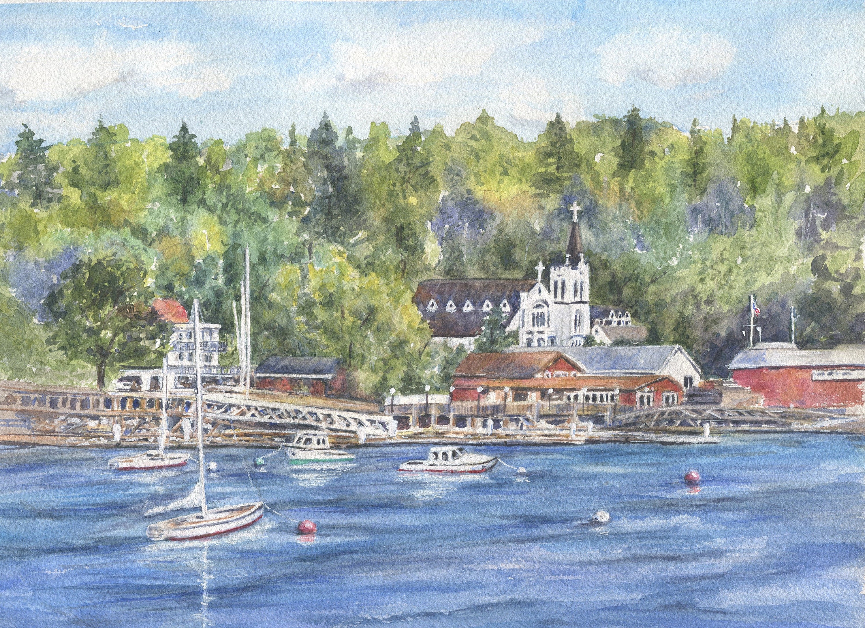 Boothbay Harbor Watercolor Print or Original Maine Painting, Boothbay ...
