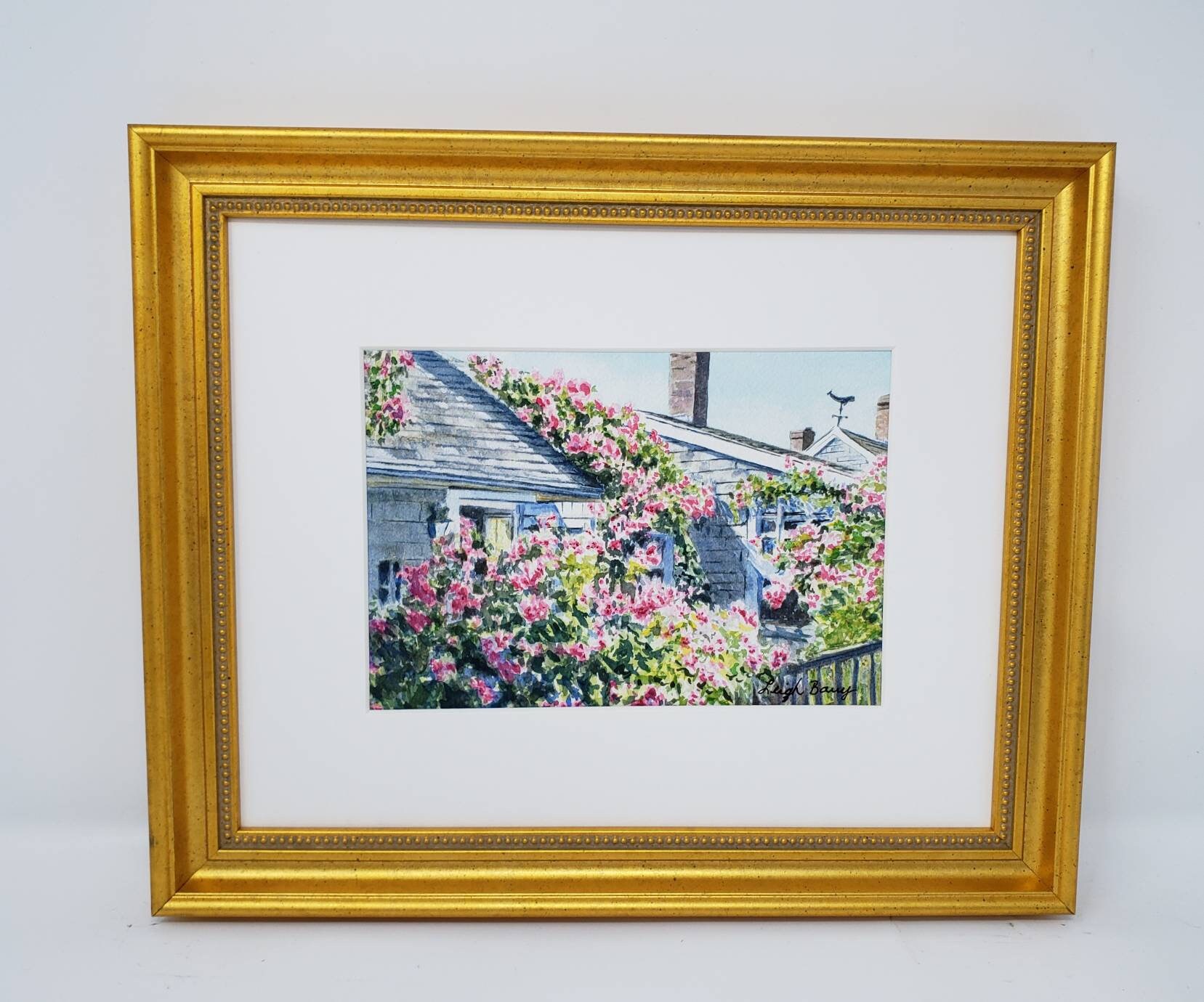 Rose Covered Cottage: Nantucket watercolor print or original | Etsy