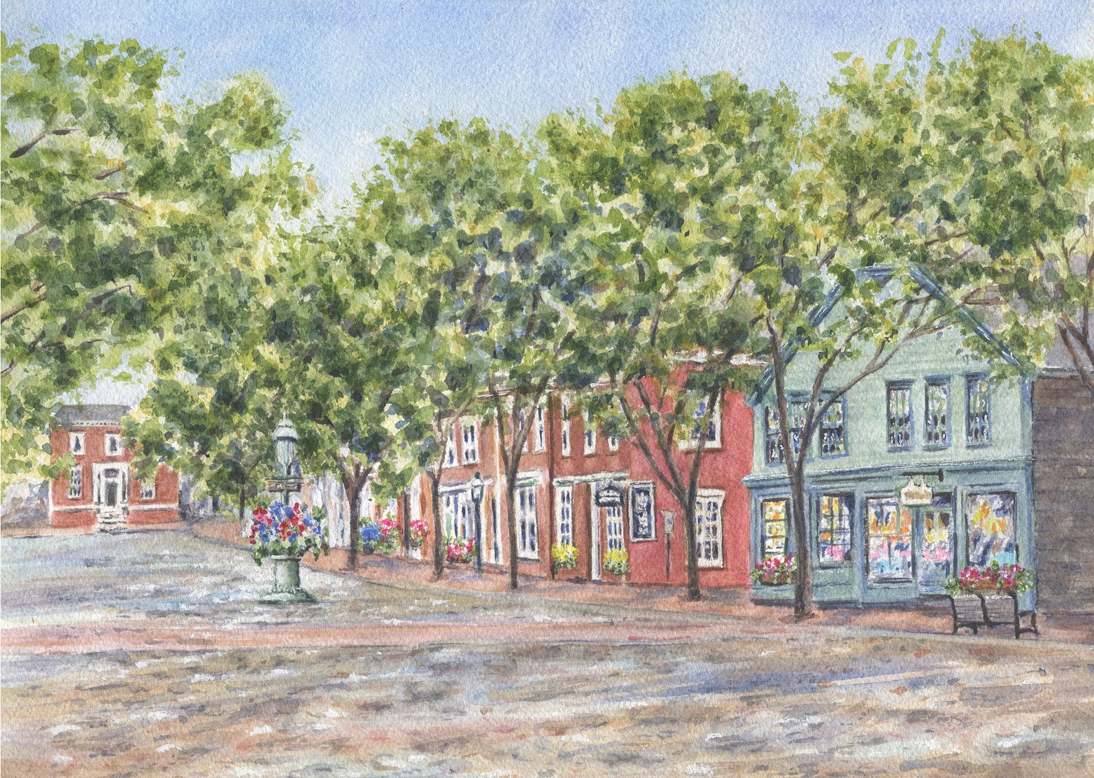 Nantucket Main Street Watercolor Prints, Nantucket Painting, Cape Cod ...