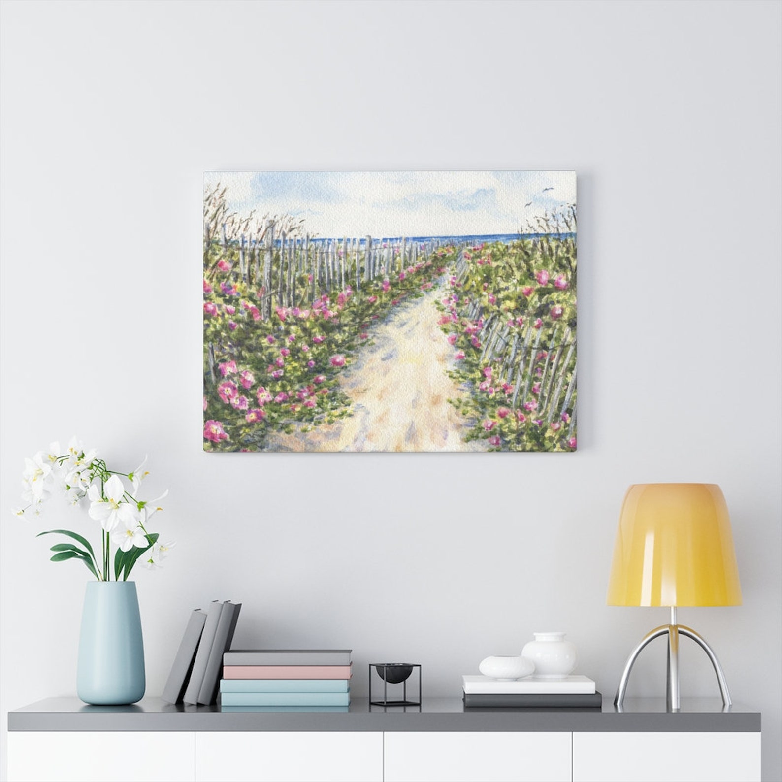 Cape Cod Roses Canvas Wrap Beach Roses Watercolor Print | Etsy