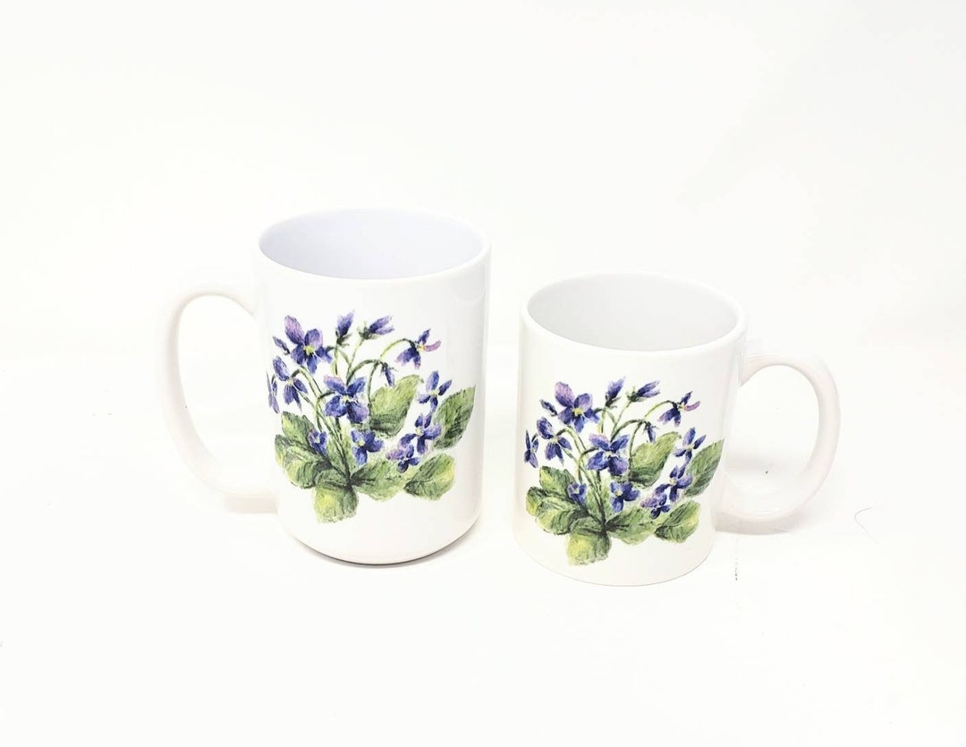 Violets Mug, Violets Watercolor Coffee Mug, Violets Art, Violet Floral ...