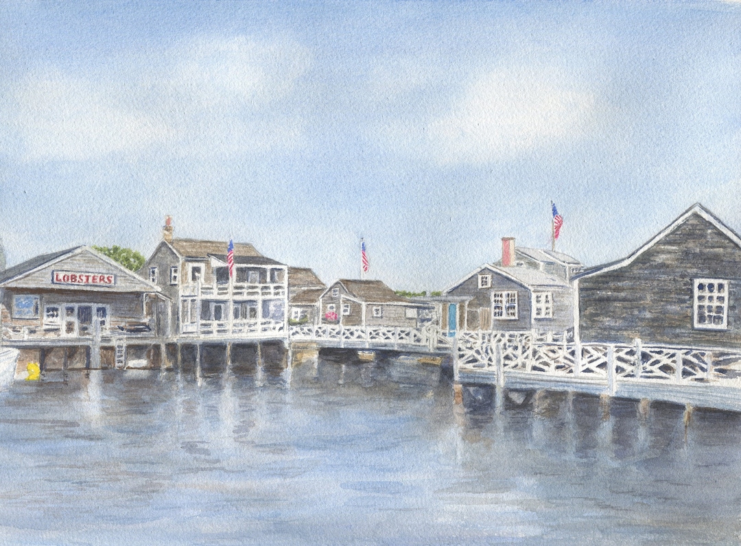 Nantucket Harbor Watercolor Painting Fine Art Prints or Original ...