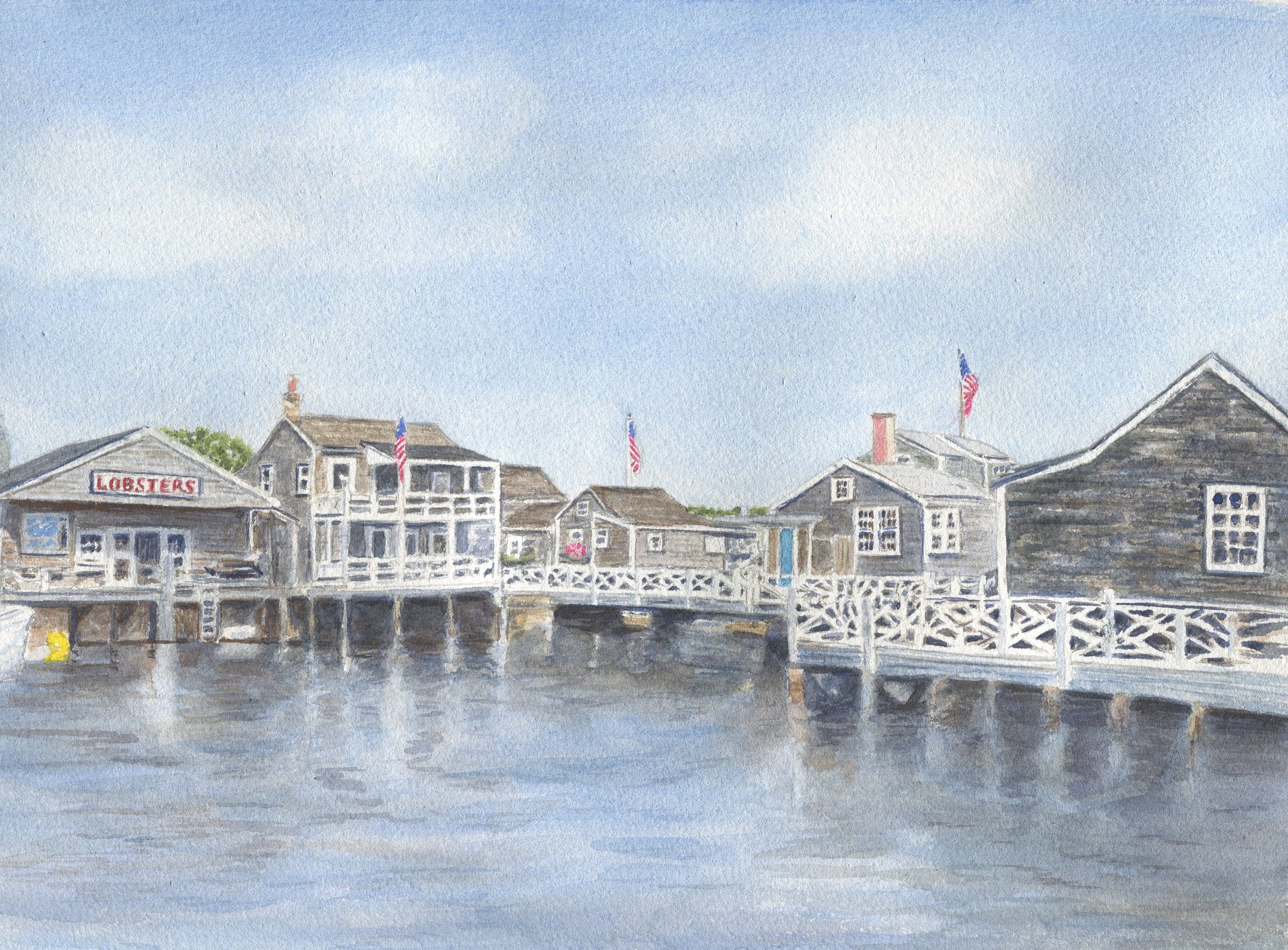 Nantucket Harbor Watercolor Painting Fine Art Prints or Original ...