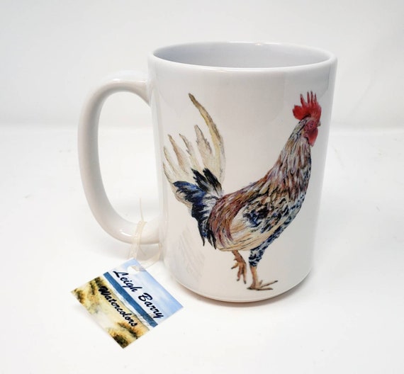 Rooster Two Mug Stoneware Rooster Coffee Mugs Farm | Etsy
