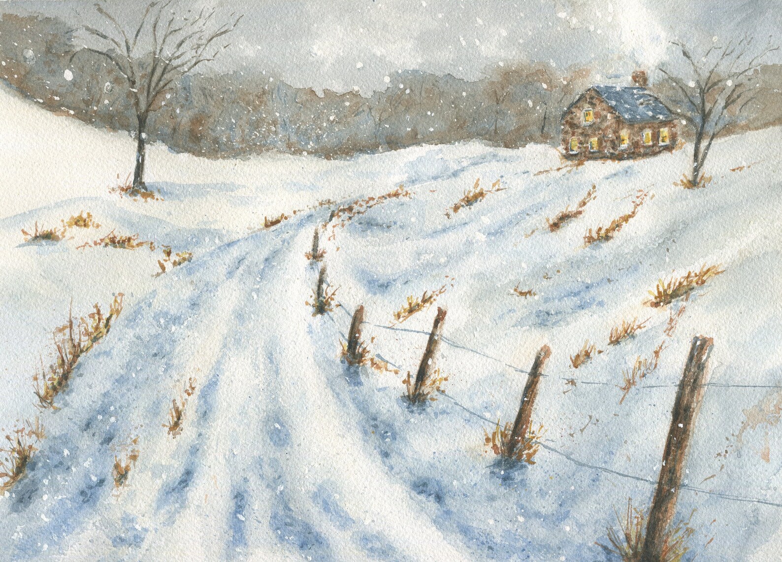 Snowy Winter Landscape Painting Prints or Original Painting, Framed ...