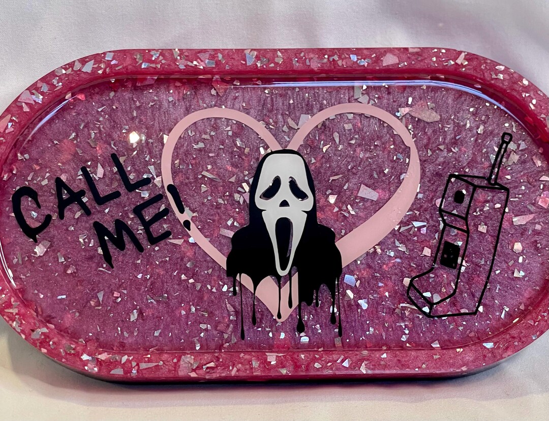 Scream Ghostface Call Me Tray Ring Holder Jewelry Dish Pink Trinket ...