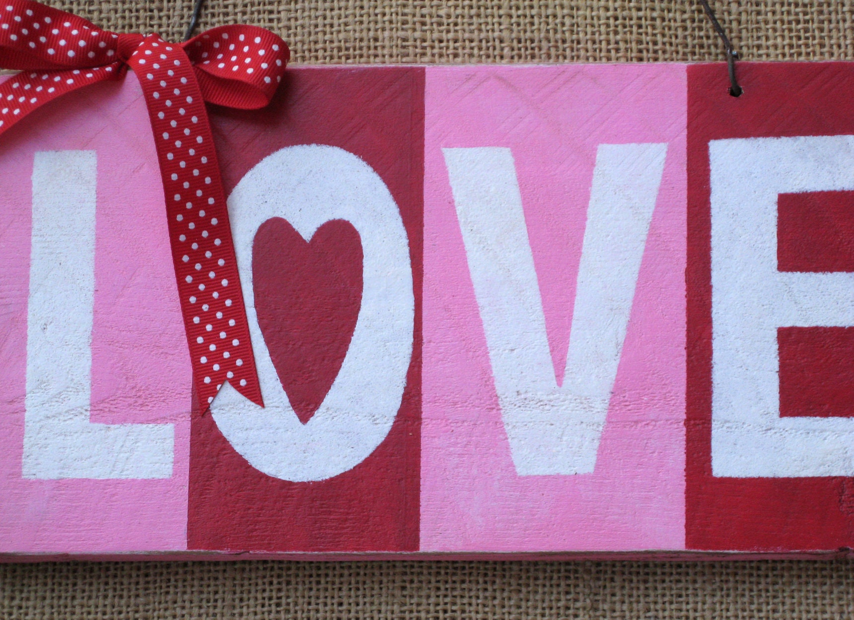 Love Sign Hand-painted Wood in Red and Pink for Valentine - Etsy