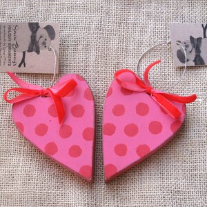 Heart Ornament in Pink and Red Polka Dots for Valentine's - Etsy