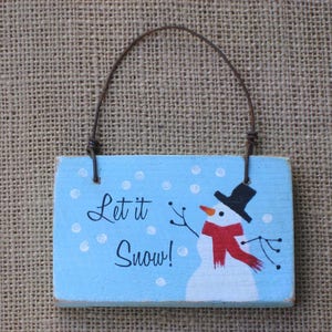 Let It Snow Mini Sign or Christmas Ornament With Snowman - Etsy
