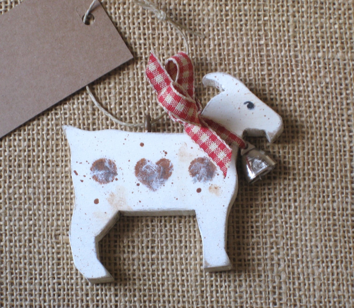 Goat Ornament Wooden Farm Animal Ornament for the Christmas | Etsy