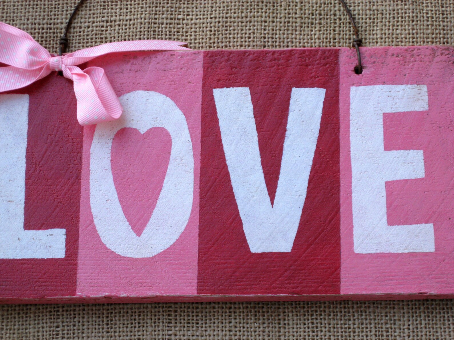 Love Sign Hand-painted Wood in Red and Pink for Valentine | Etsy