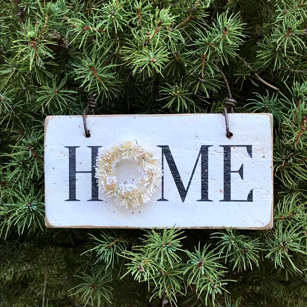 Home Sign Small Wood HOME Sign or Holiday Ornament With Red - Etsy