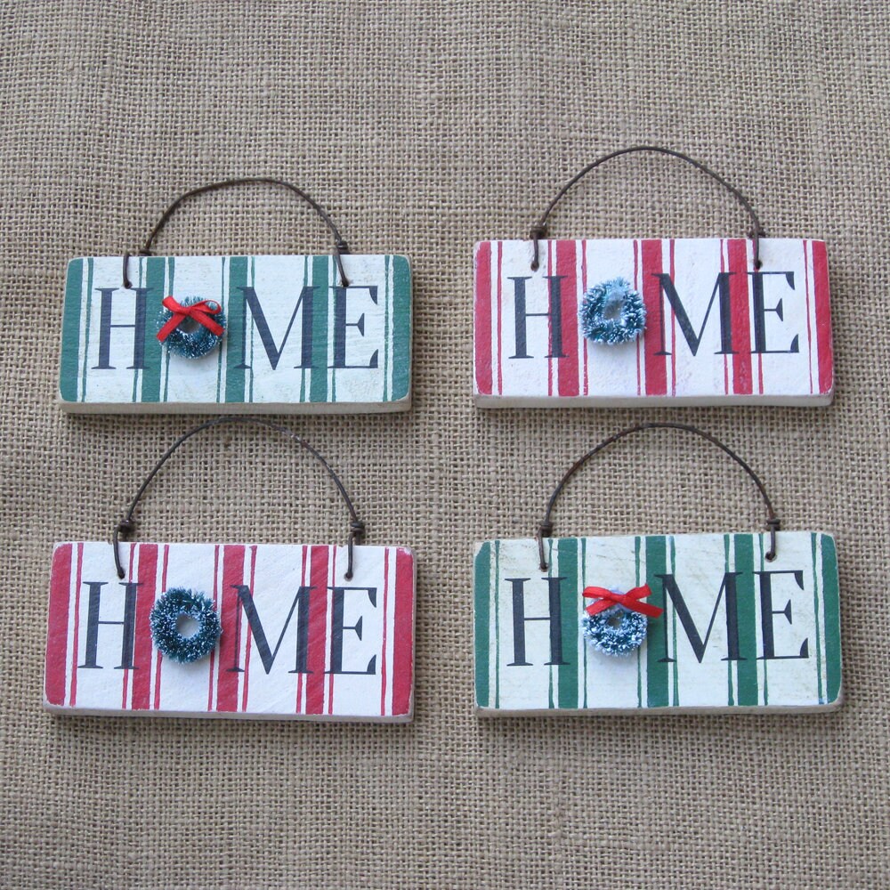 Home Sign, Small Wooden HOME Sign or Christmas Ornament in Wintergreen ...