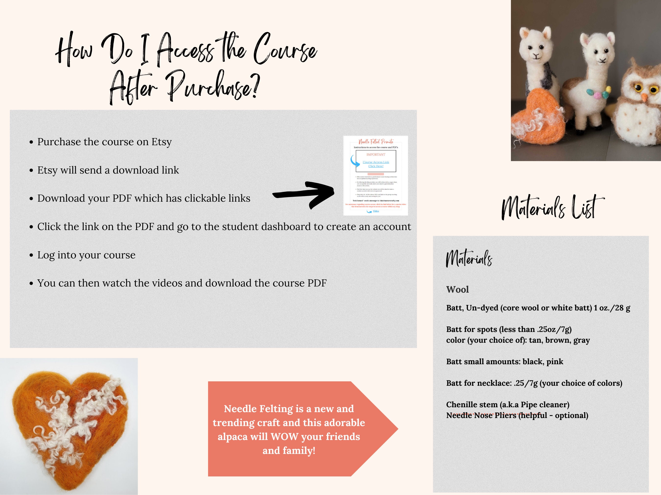 Needle Felted Alpaca Tutorial/pattern/pdf Learn to Felt the - Etsy