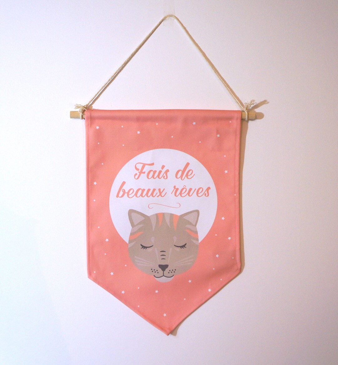 Fanion, Banner make Beautiful Dreams, Cat, Wall Decoration, Children's ...