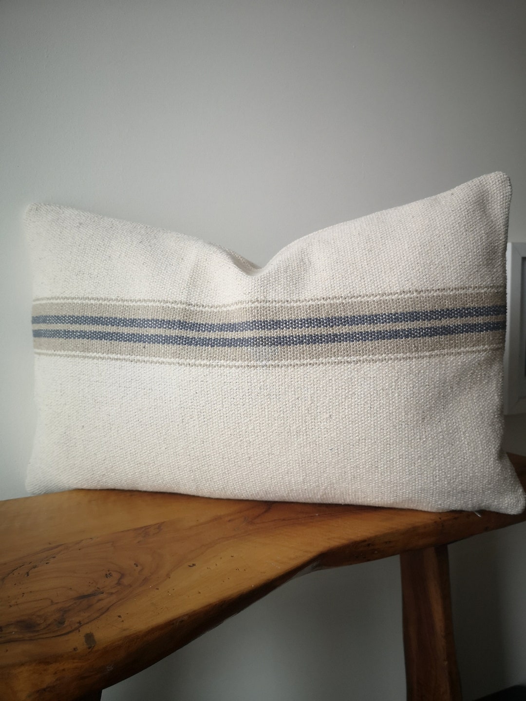 French Rustic Cushion Cover Rectangular Uk Country Heavy French Grain ...