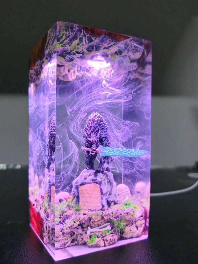 Dark Souls Wolf Moonlight Sword Resin Lamp | Handmade Gaming Light Sculpture | Fantasy Decor ...