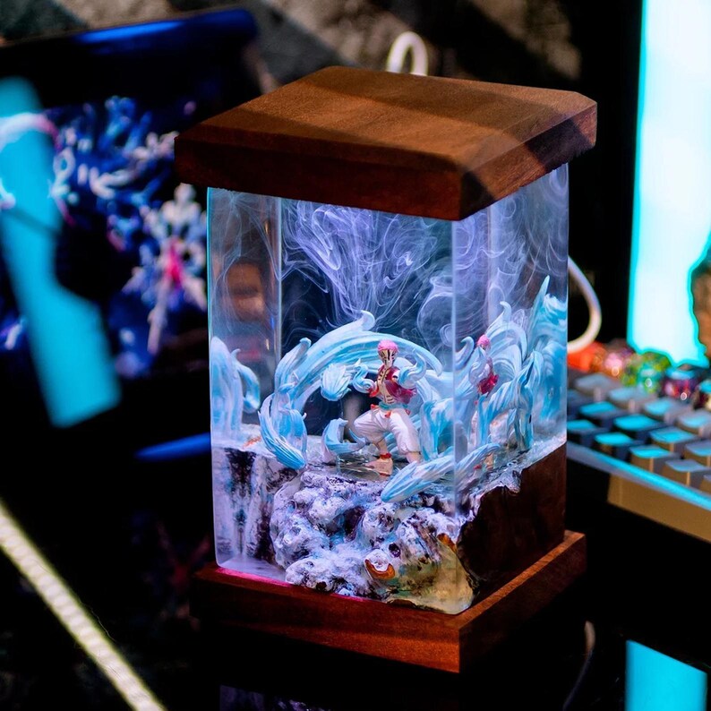 Akaza Demon Slayer Resin Lamp – Upper Moon Three Anime Diorama Night ...