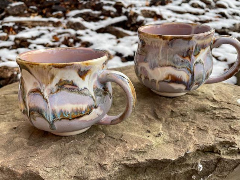Stoneware Potbelly Coffee Mug, Hand Glazed Purple Murple Glaze Design ...
