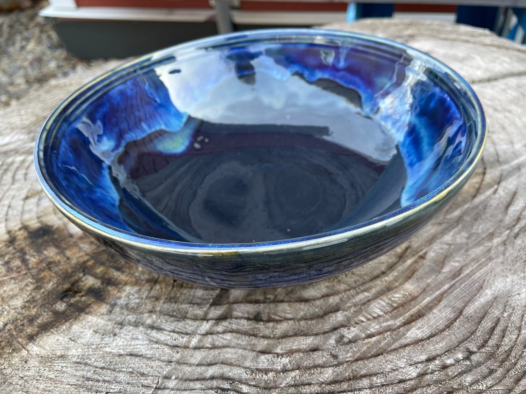Stoneware Serving Bowl Bold & Mighty Midnight Blue Glaze Design Eye ...