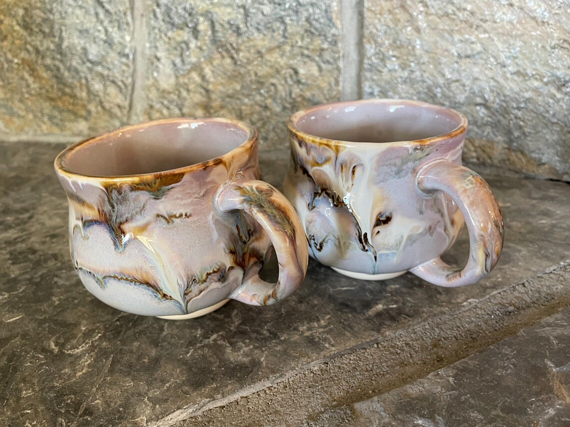 Stoneware Potbelly Coffee Mug, Hand Glazed Purple Murple Glaze Design ...