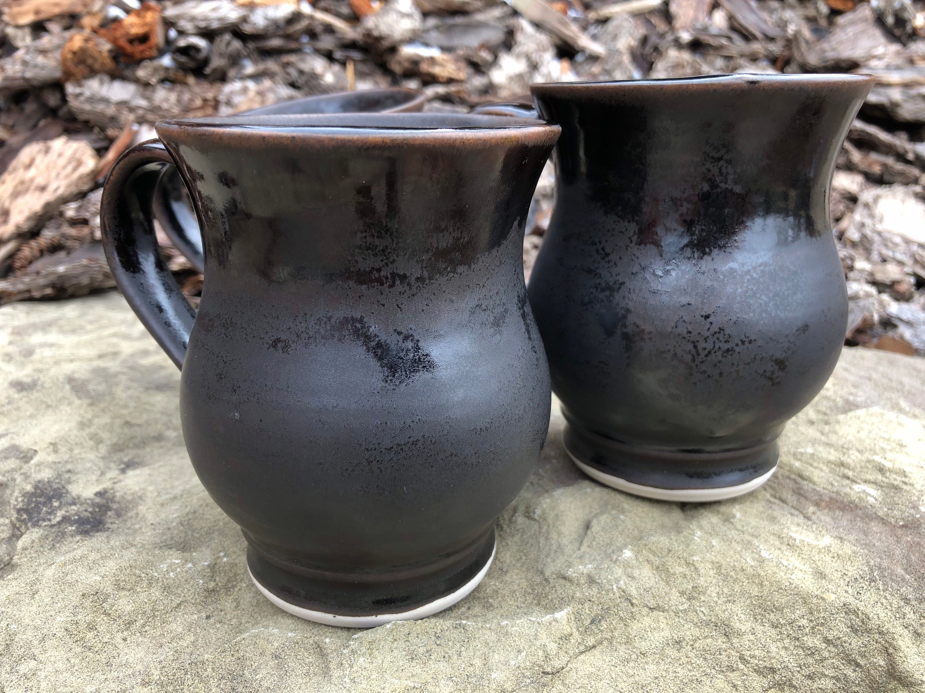 Homestyle Curvy Mugs Wrought Iron Glaze Stoneware Large - Etsy