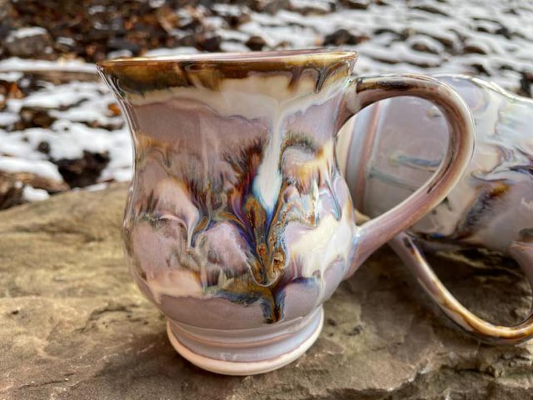 Coffee Mug, 'purple Murple' Glaze Design, Curvy Stoneware Functional ...