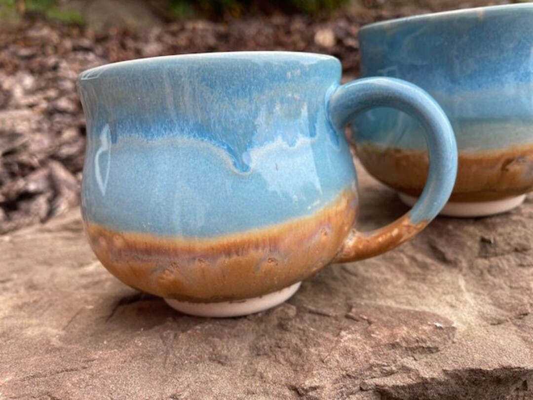 Potbelly Shape Coffee Mug, Prairie Skies Glaze Design, Stoneware Mug ...