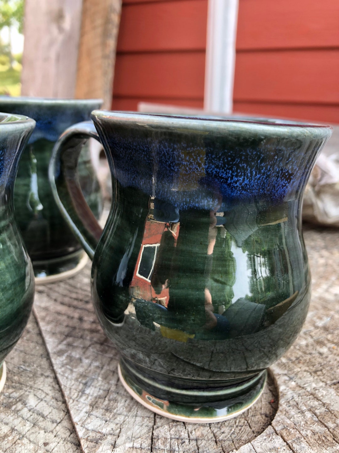 Coffee Mug, Homestyle Curvy Mugs, Deep Green Northern Woods Glaze ...