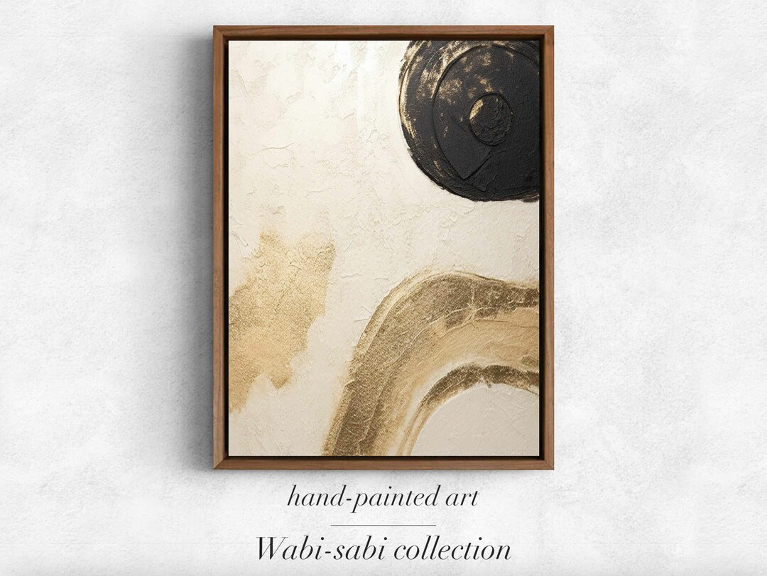 Wabi Sabi Wall Art Beige and Black Art Textured Art Canvas - Etsy
