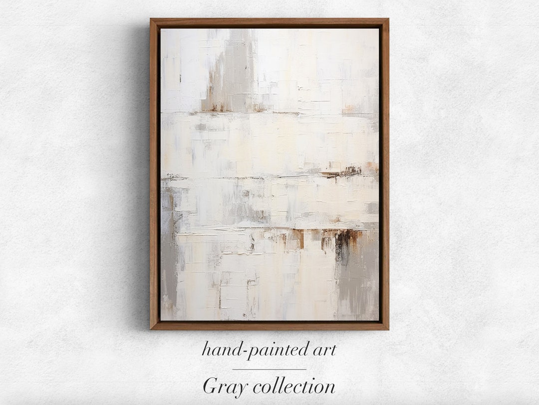 Large Original Gray Abstract Painting for Living Room Contemporary Gray ...