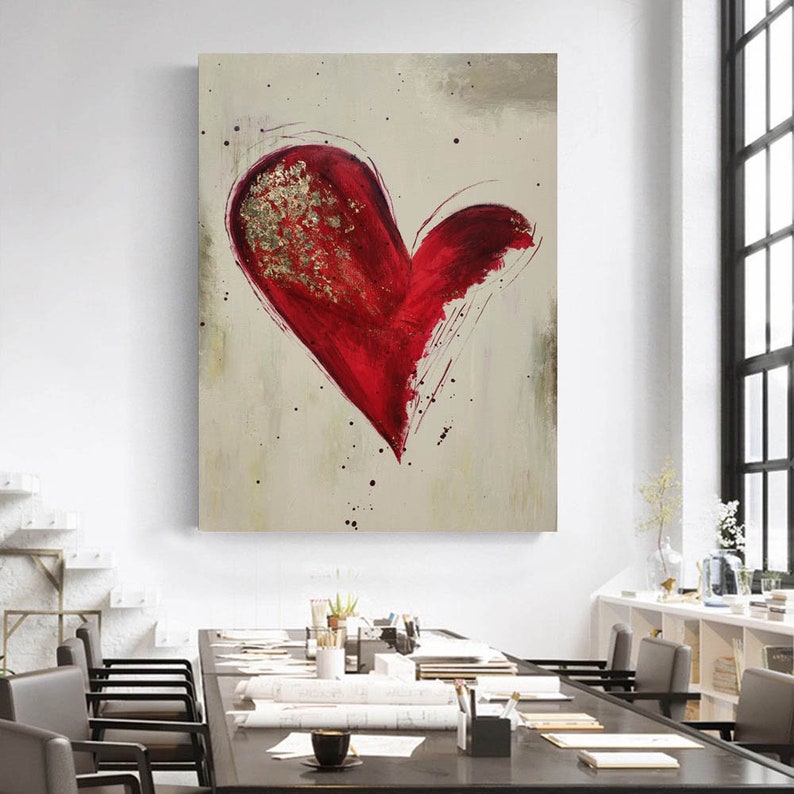 Heart Painting on Canvas Love Heart Valentine's Day | Etsy